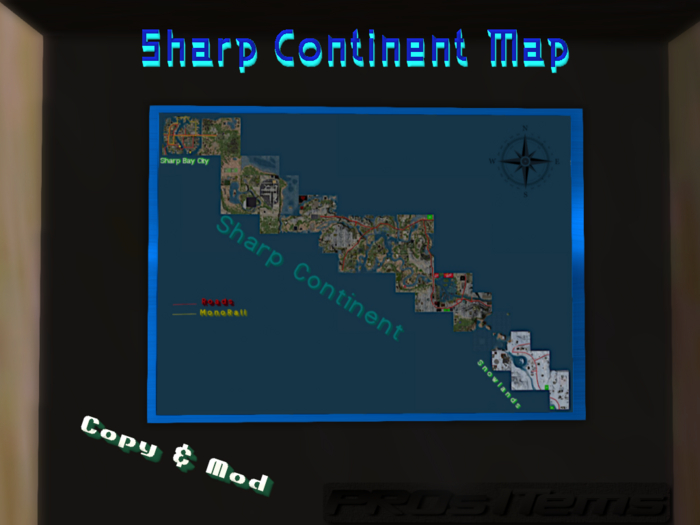 Second Life Marketplace - Sharp Continent Map w/ Transports
